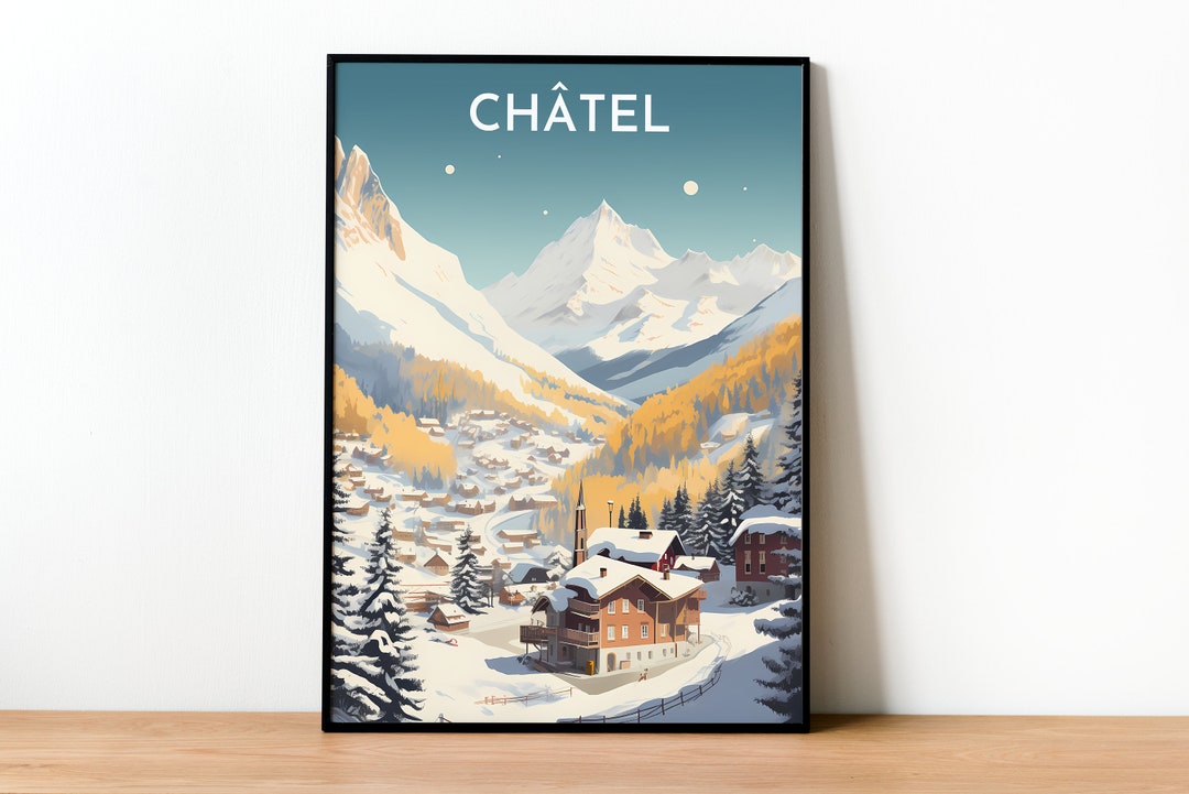 Châtel Poster/ French Alps Poster/ France/ Ski Gift/ Châtel Travel Gift ...