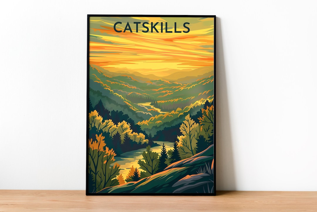 Catskills Poster/ Travel Poster/ New York State/ Hiking Gift/ USA ...
