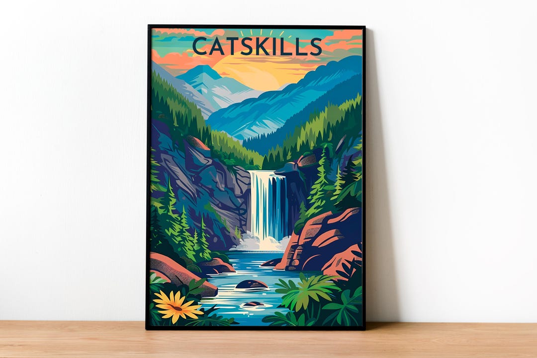 Catskills Poster/ Travel Poster/ New York State/ Hiking Gift/ USA ...
