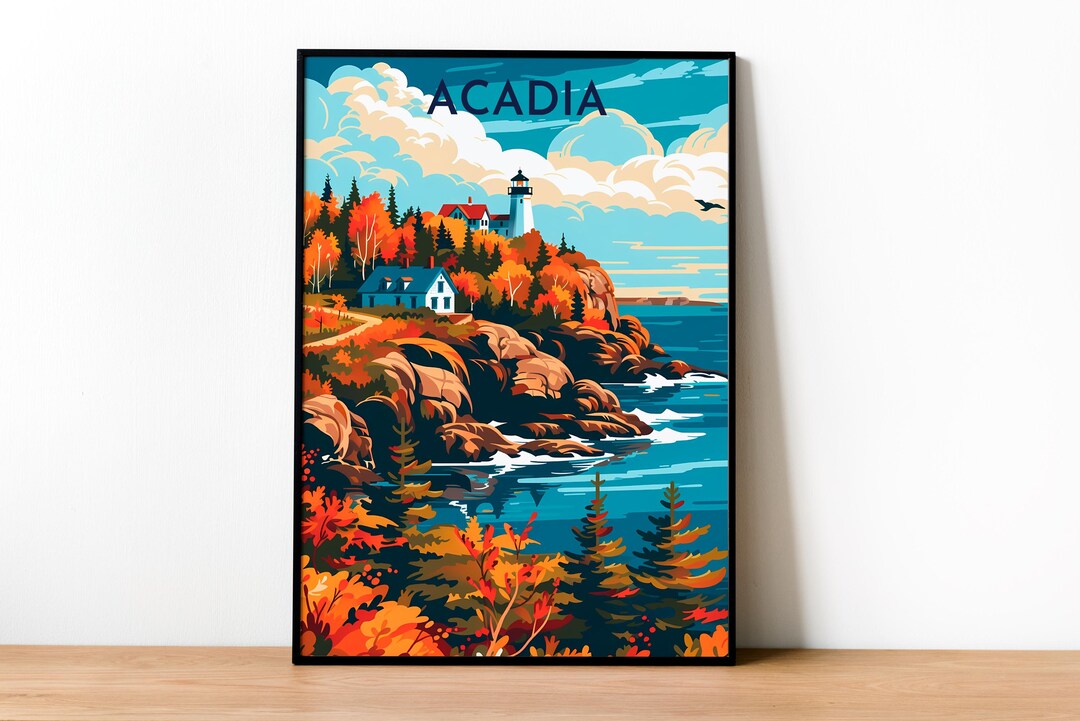 Acadia Poster/ National Park Illustration/ Maine United States/ Hiking ...
