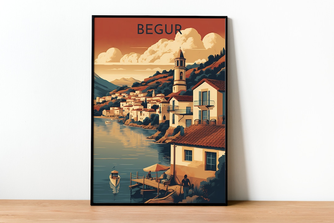 Begur Retro Poster/ Travel Poster/ Costa Brava/ Begur Gift/ Costa Brava ...