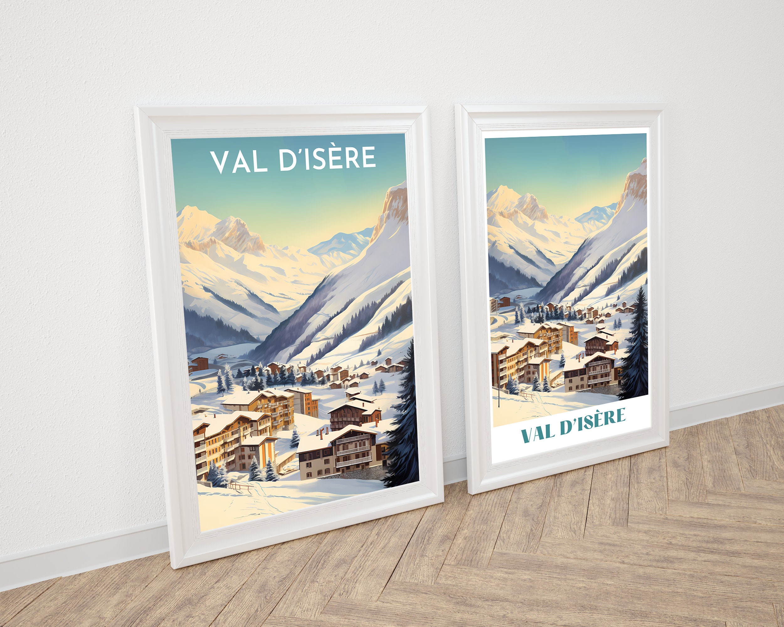 Val D’isère Travel Illustration, Ski Souvenir Poster, French Alps Retro ...