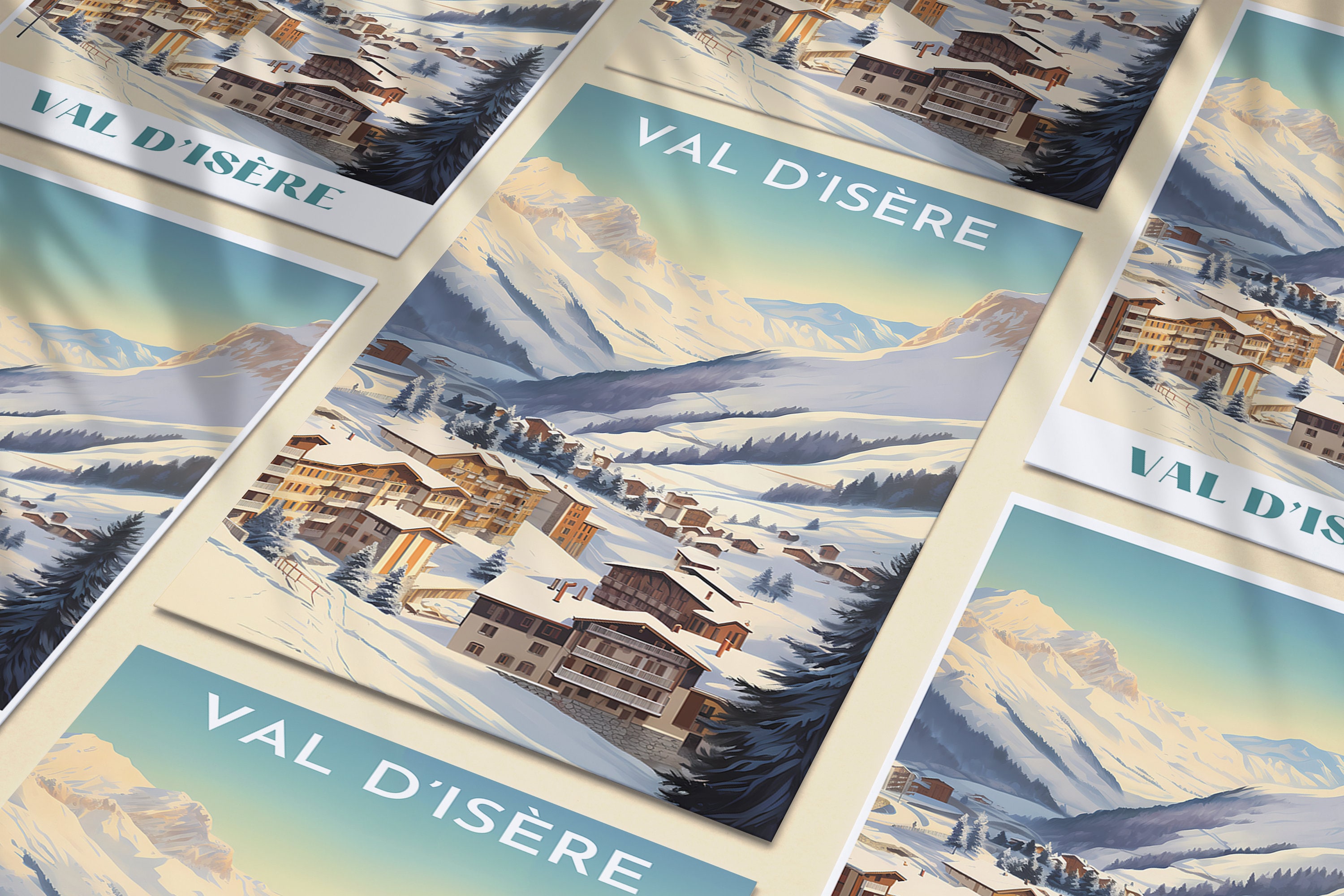 Val D’isère Travel Illustration, Ski Souvenir Poster, French Alps Retro ...
