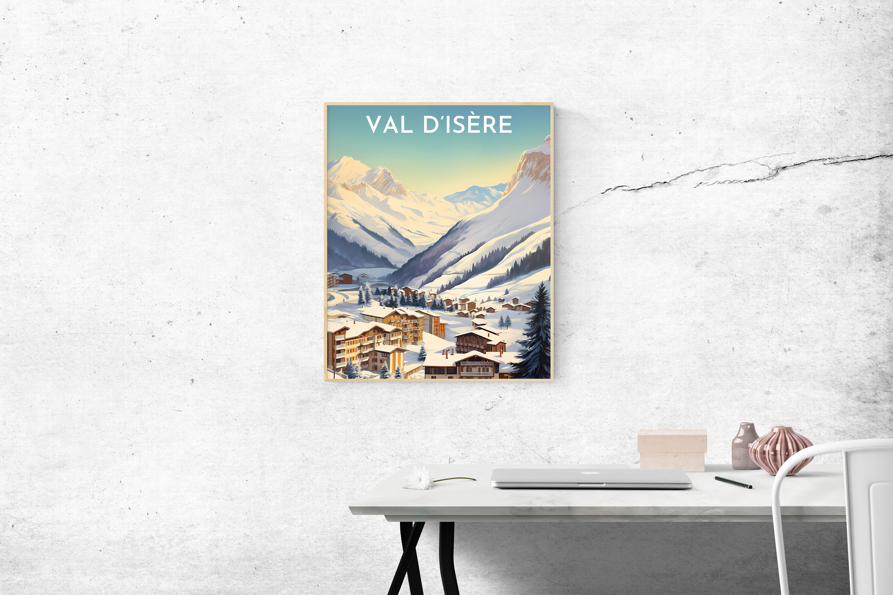 Val D’isère Travel Illustration, Ski Souvenir Poster, French Alps Retro ...