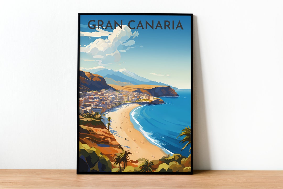 Gran Canaria Poster/ Travel Poster/ Canary Islands/ Travel Gift/ Diving ...