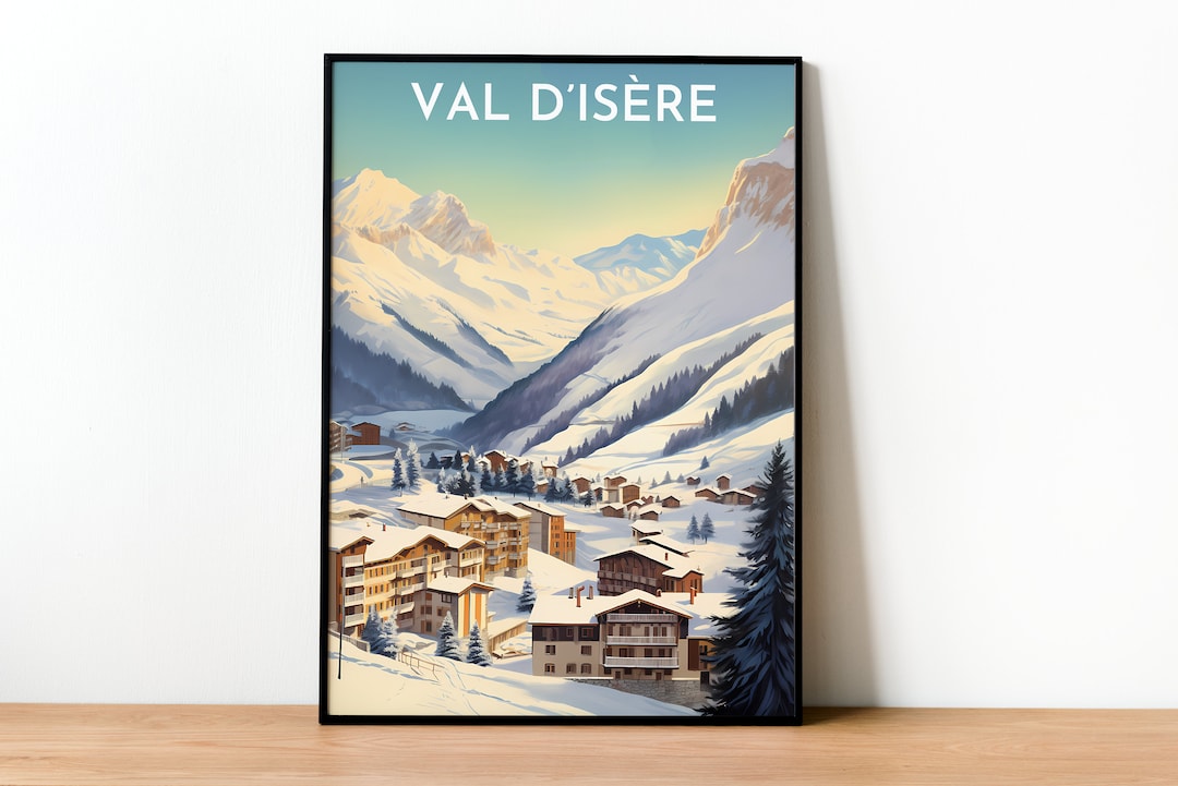 Val D’isère Travel Illustration, Ski Souvenir Poster, French Alps Retro ...