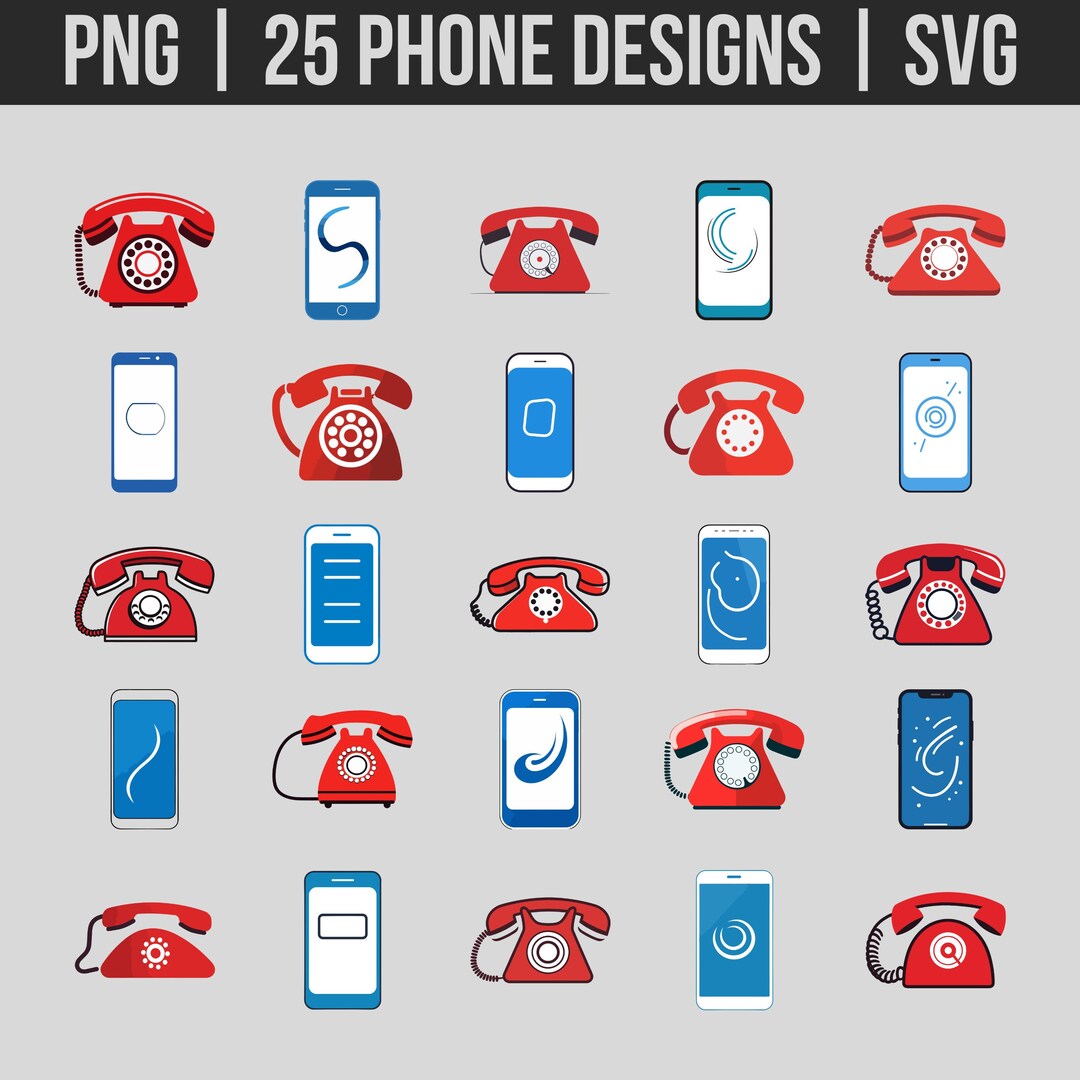 Telephone Clipart, Telephone SVG, Cell Phone Cut File, Mobile Clip Art ...