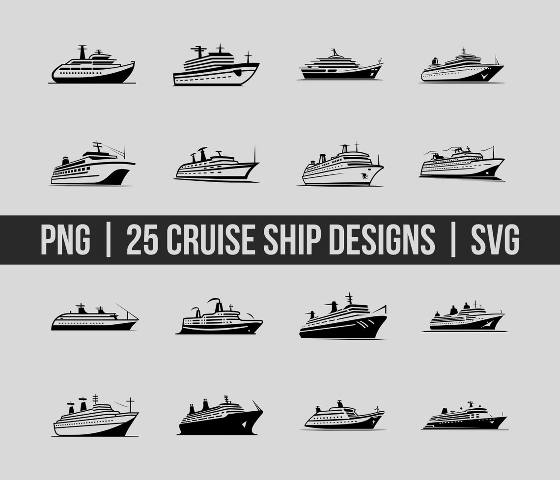 Cruise Ship SVG, Ship Silhouette, Boat SVG, Cruise Ship Cut File ...
