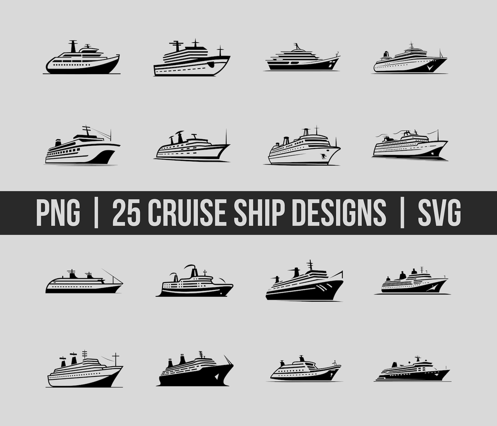Cruise Ship SVG, Ship Silhouette, Boat SVG, Cruise Ship Cut File ...