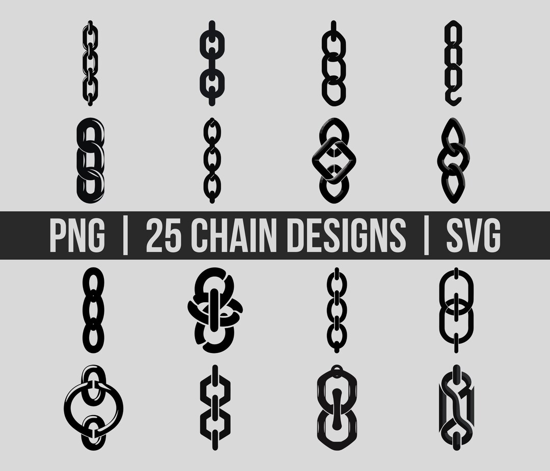 Chain SVG, Chain Bundle SVG, Chain Printable, Chain Clipart, Chain ...