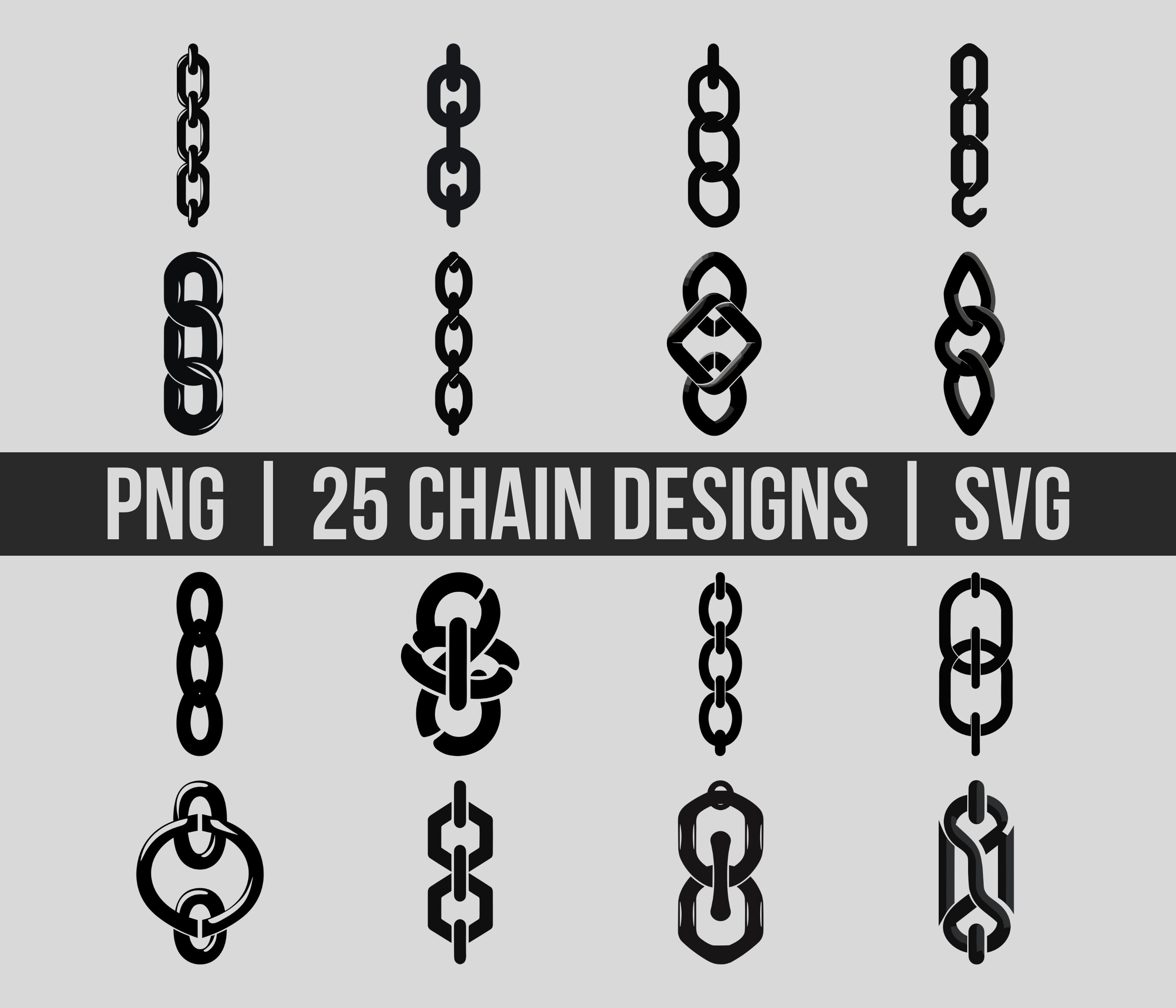 Chain SVG, Chain Bundle SVG, Chain Printable, Chain Clipart, Chain ...