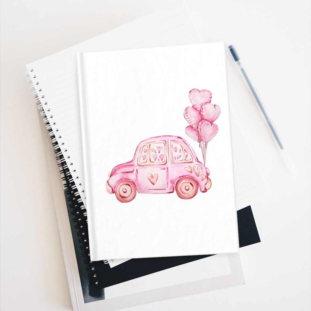 Custom Printed Pink Watercolor Car Journal Blank - Etsy
