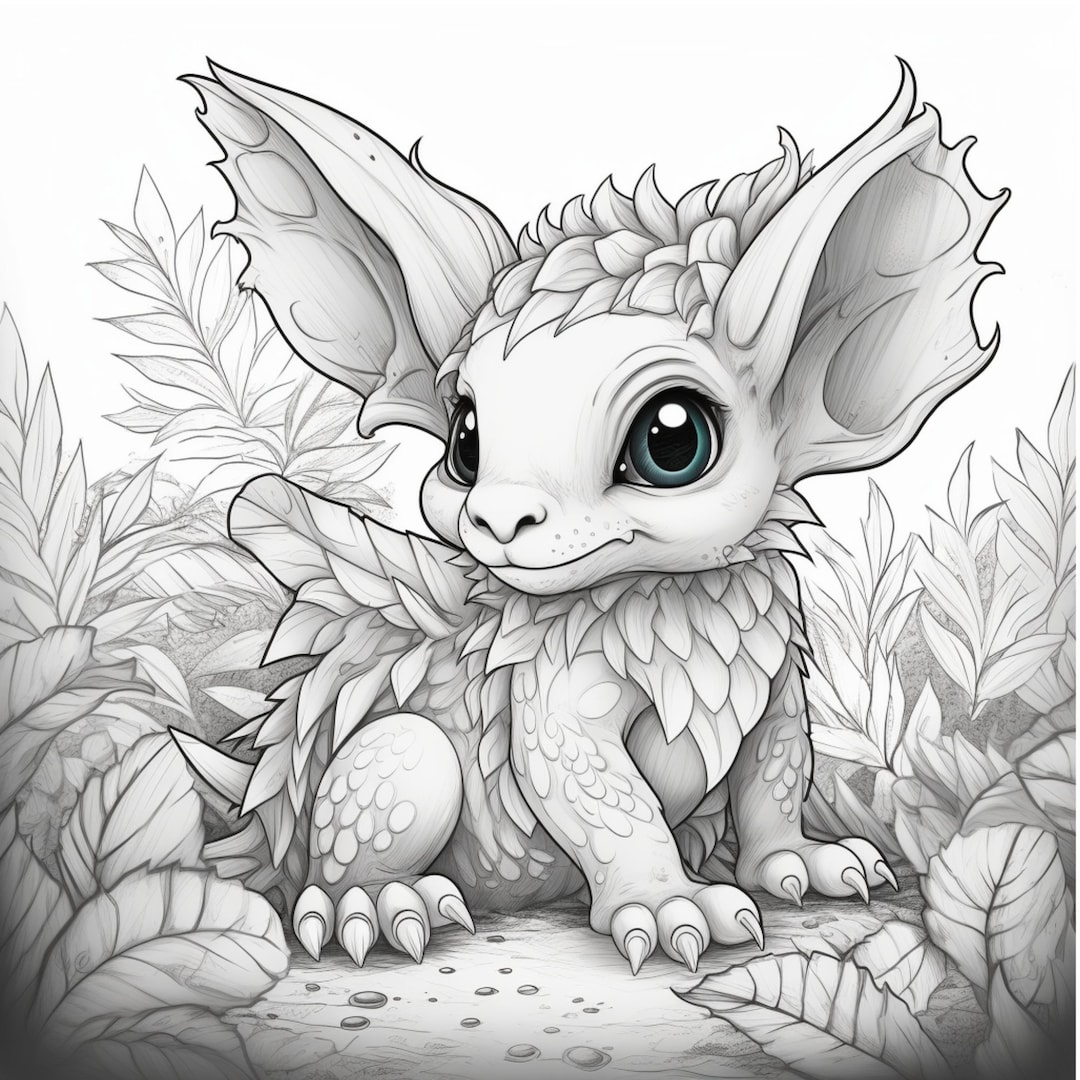 Baby Woodland Dragon, Fantasy Colouring Page, Adults + Kids- Instant ...
