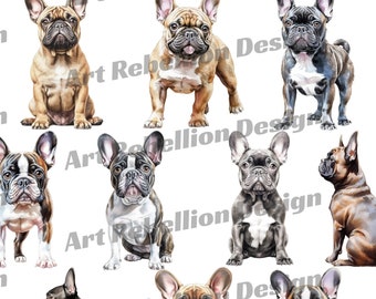English Bulldog Puppy Clipart - Cute Dog Clip Art in PNG - Instant ...