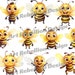 Cute Honey Bee Clipart - Cute Bee Clip Art in PNG - Instant Download ...