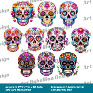 Day of the Dead Sugar Skull Clipart Cute Sugar Skull Clip Art in PNG ...