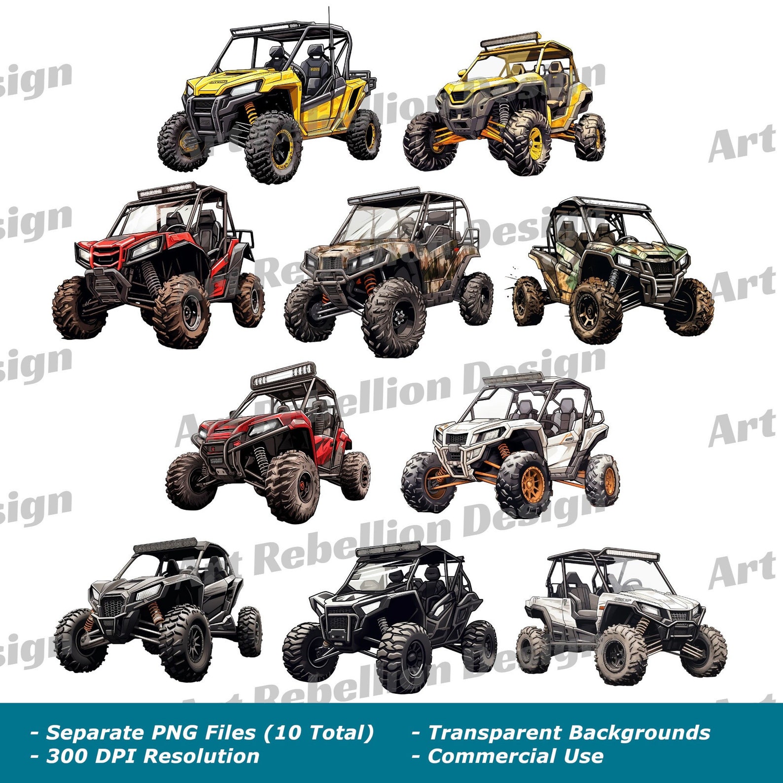 UTV Clipart – Colorful Off-road Vehicle PNG Images (commercial Use) - Etsy