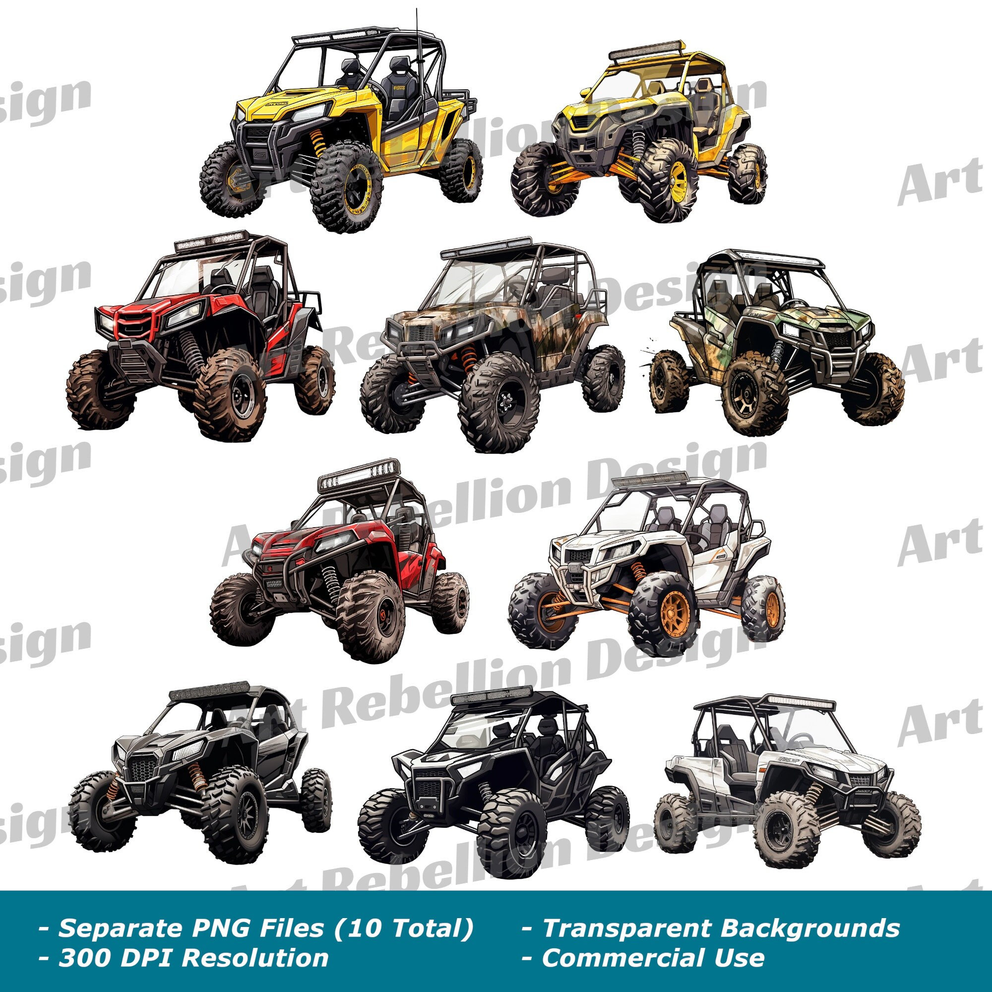 Utility Task Vehicle (UTV) Clipart - Colorful Side-by-side Clip Art in ...