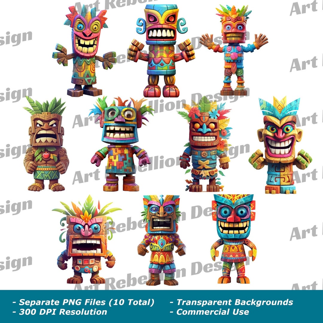 Tiki Man Clipart - Cute Tiki Island Man Clip Art in PNG - Instant ...