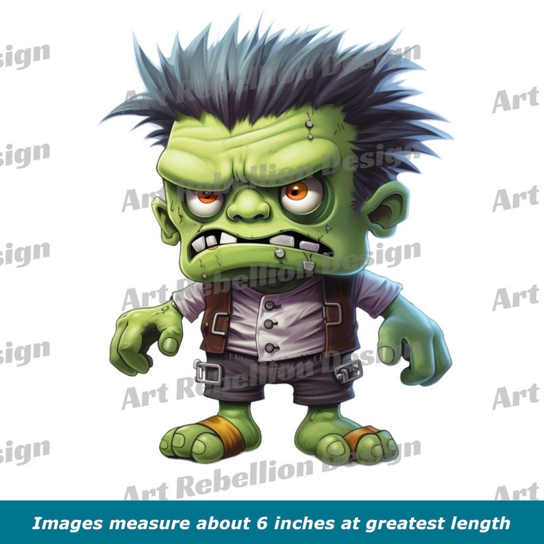 Frankenstein's Monster - Cute Halloween Clip Art in PNG - Instant ...