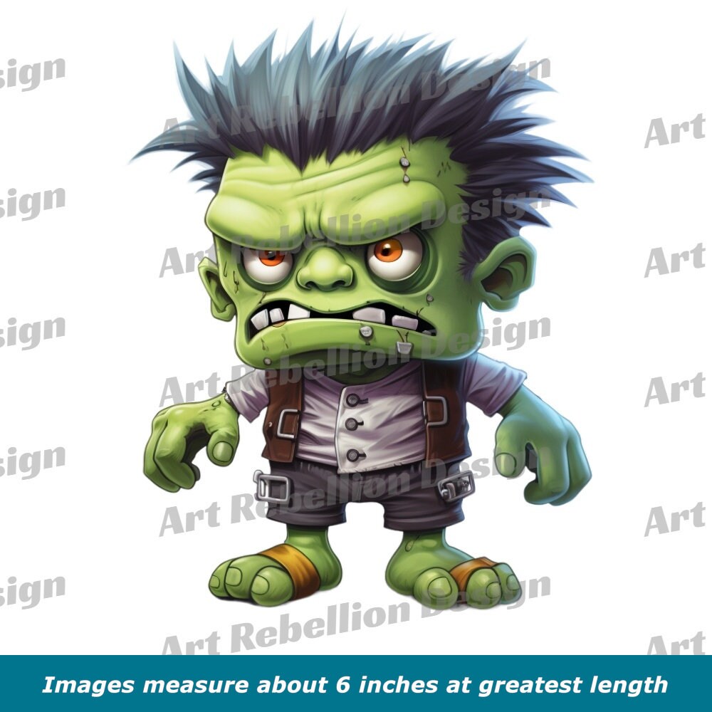 Frankenstein's Monster - Cute Halloween Clip Art in PNG - Instant ...