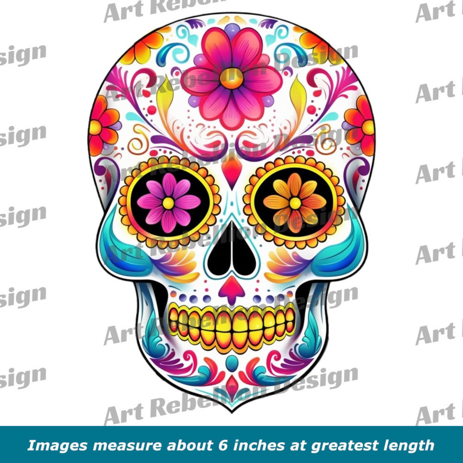 Day of the Dead Sugar Skull Clipart Cute Sugar Skull Clip Art in PNG ...