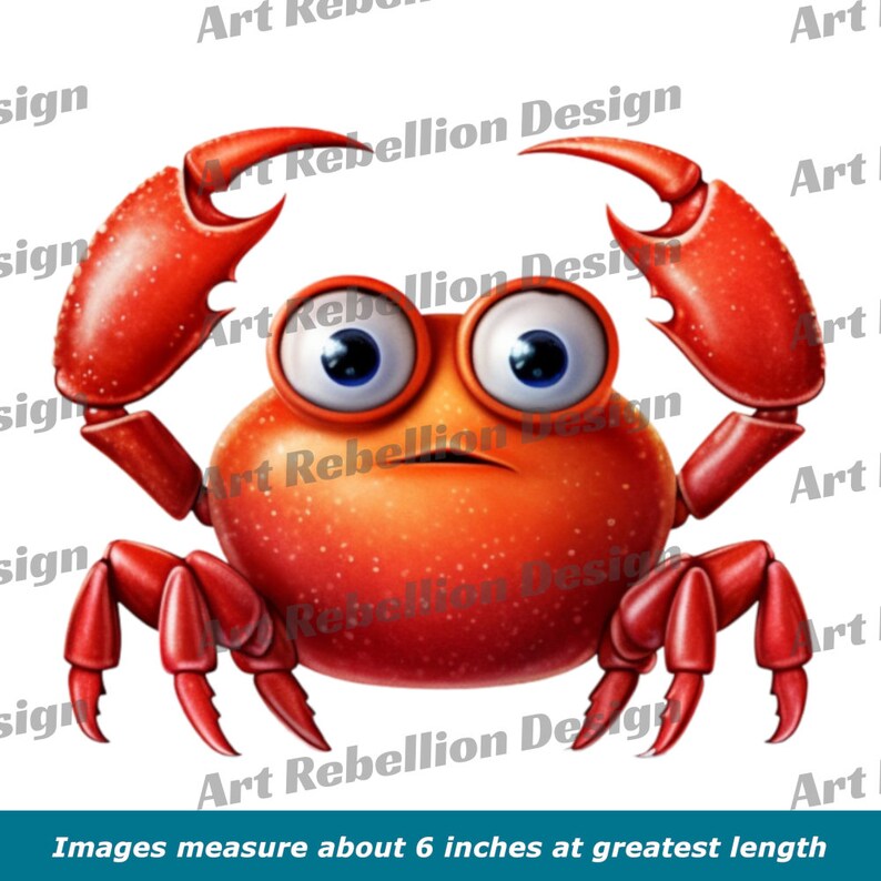 Cute Red Crab Clipart - Cute Ocean Life Clip Art in PNG - Instant ...