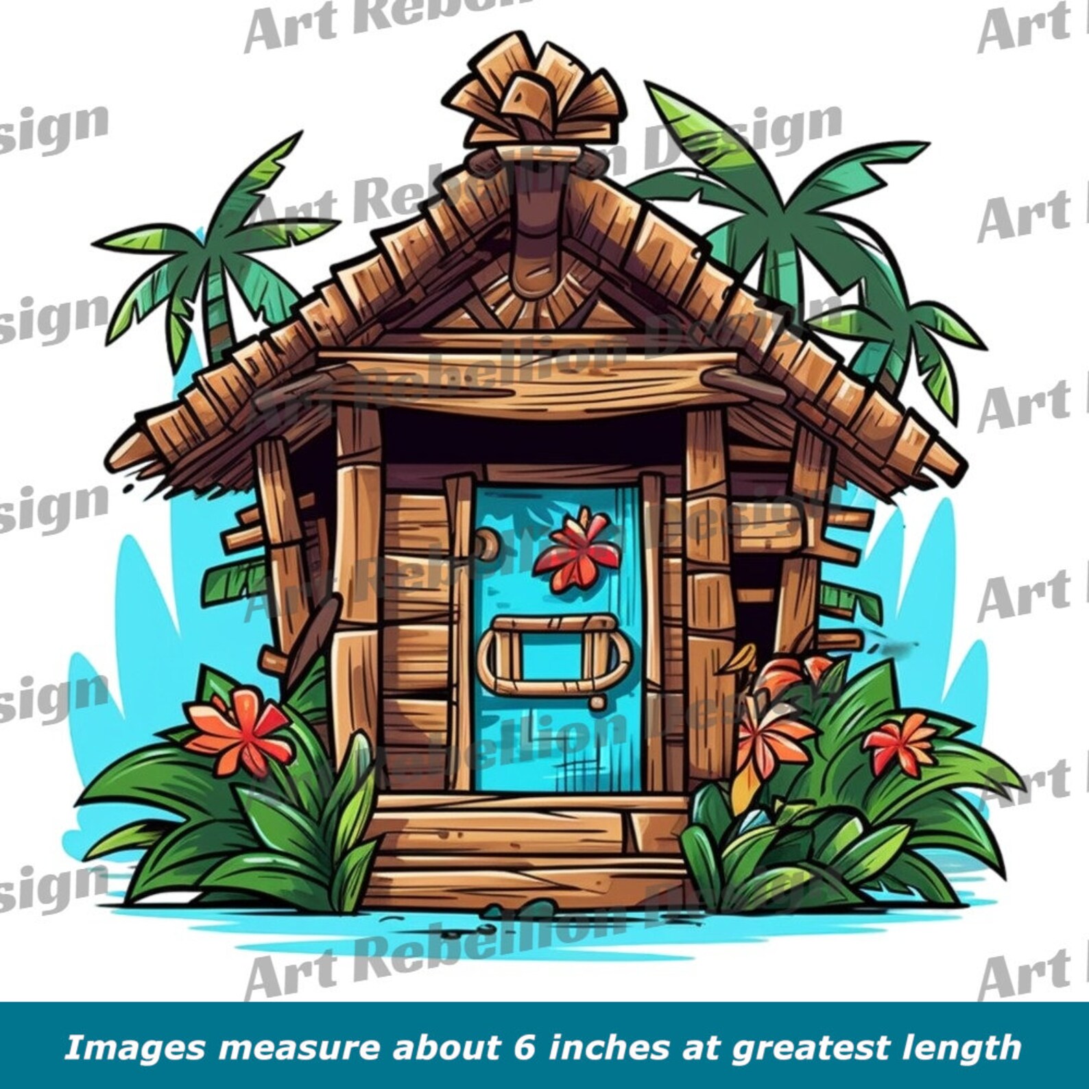 Tiki Hut Clipart - Cute Tiki Island Hut Clip Art in PNG - Instant ...