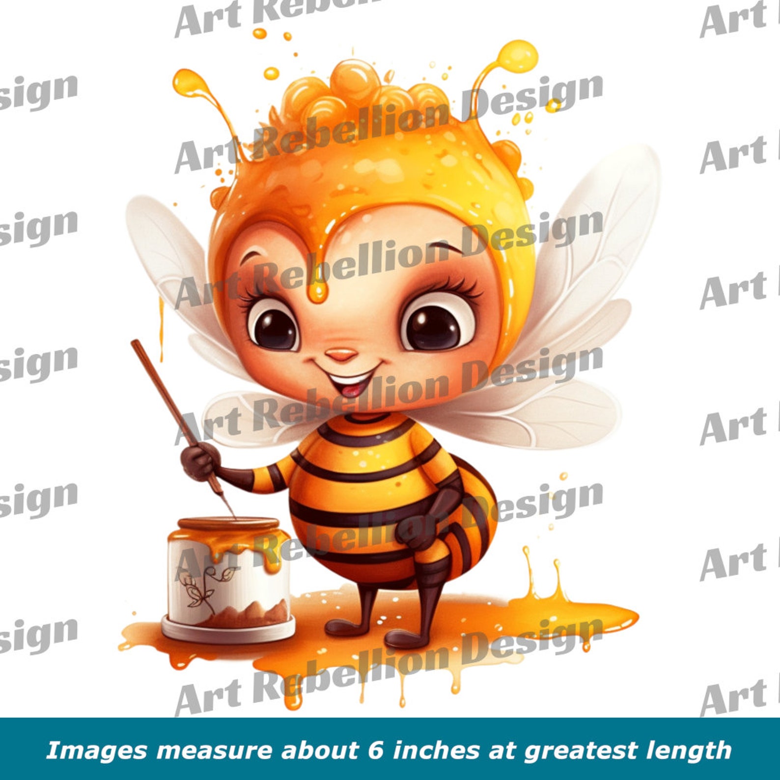 Cute Honey Bee Clipart - Cute Bee Clip Art in PNG - Instant Download ...