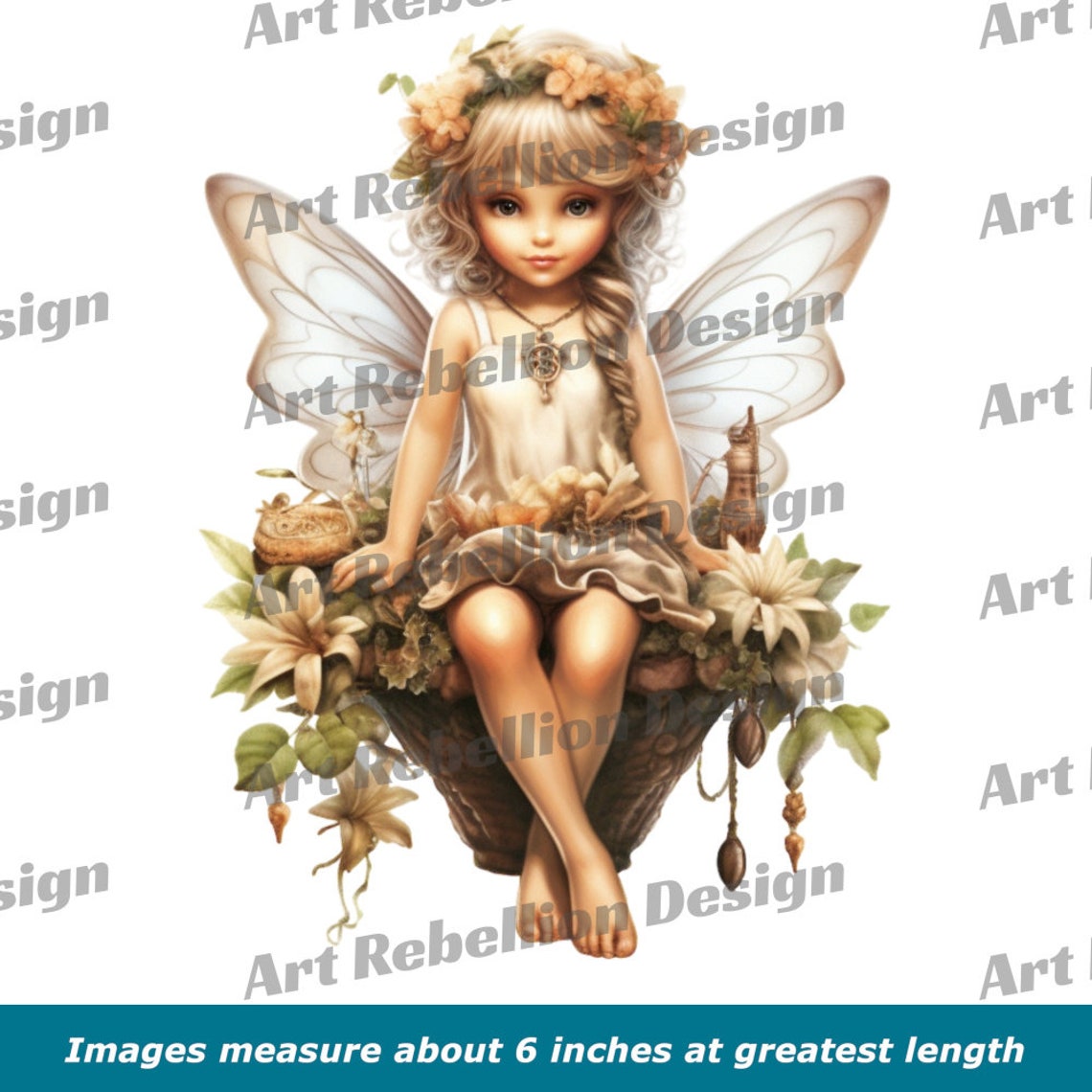 Garden Fairy Clipart - Cute Garden Fairy Clip Art in PNG - Instant ...