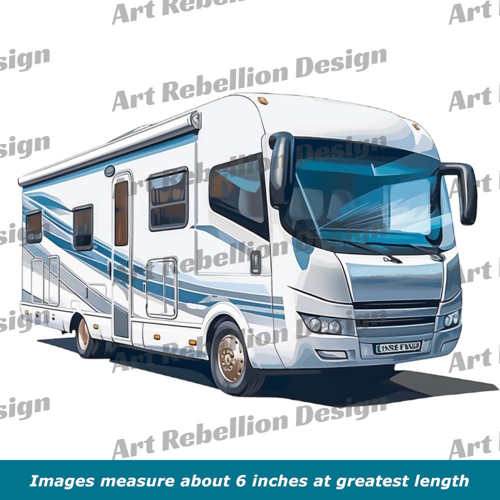 RV, Motorhome Clipart - Recreational Vehicle Clip Art in PNG - Instant ...