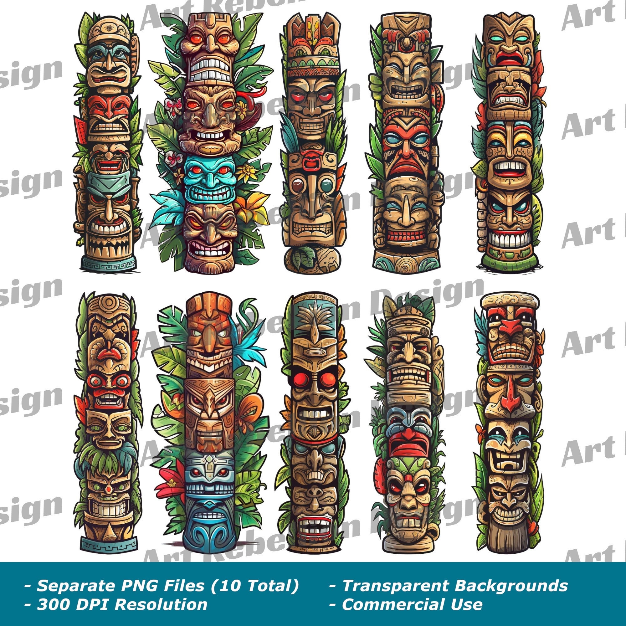 Tiki Man Totem Pole Clipart - Cute Tiki Island Totem Clip Art in PNG ...