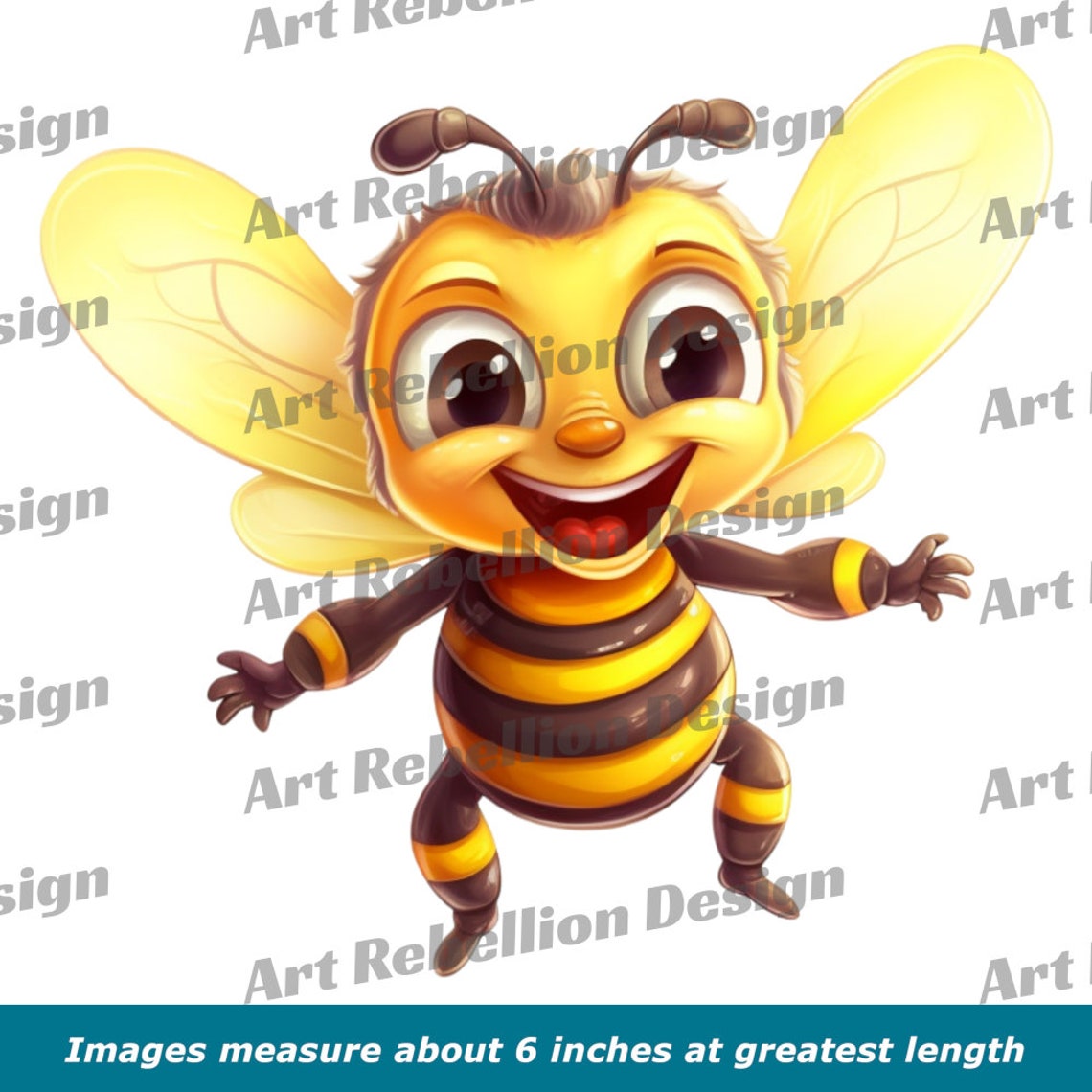Cute Honey Bee Clipart - Cute Bee Clip Art in PNG - Instant Download ...