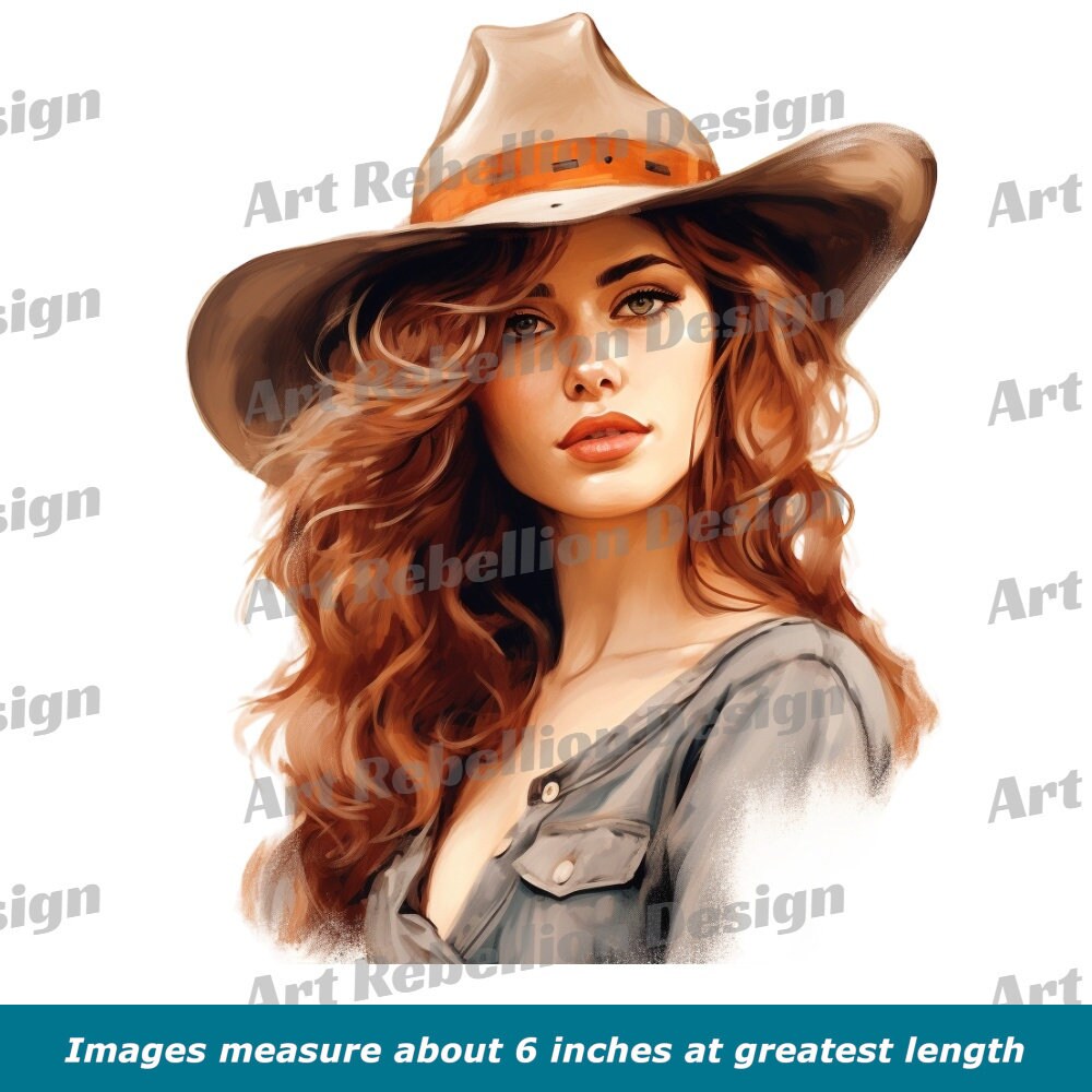 Cowgirl Portrait Clipart - Country Western Style Woman Clip Art in PNG ...