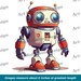 Retro Robot Clipart - Cute Vintage Robot Clip Art in PNG - Instant ...