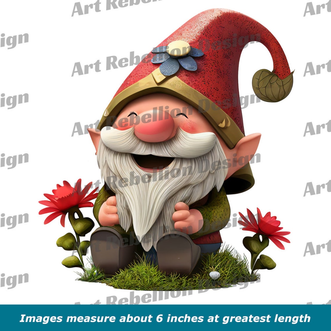 Garden Gnome Clipart - Cute Gnome Clip Art in PNG - Instant Download ...