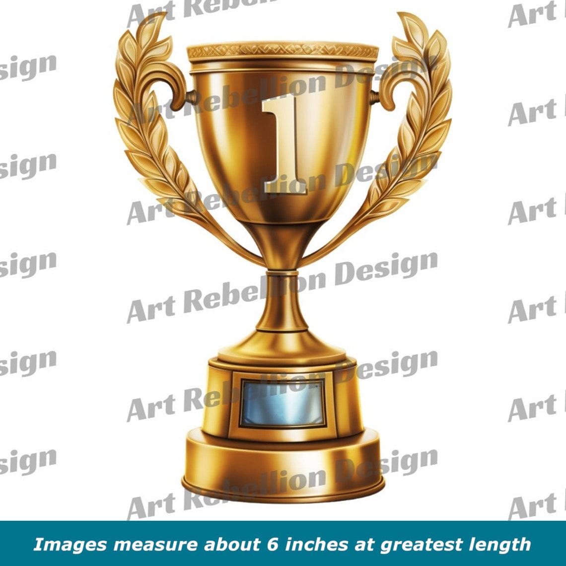 Gold and Silver Trophy Clipart - Award Clip Art in PNG - Instant ...