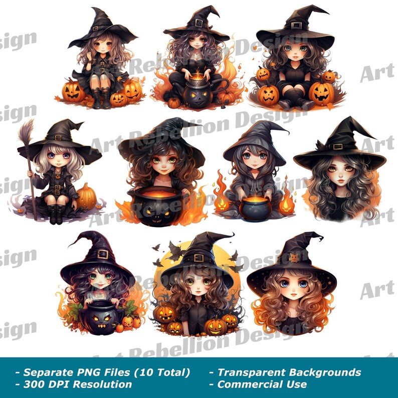 Cute Witch Clipart - Cute and Spooky Halloween Clip Art in PNG ...