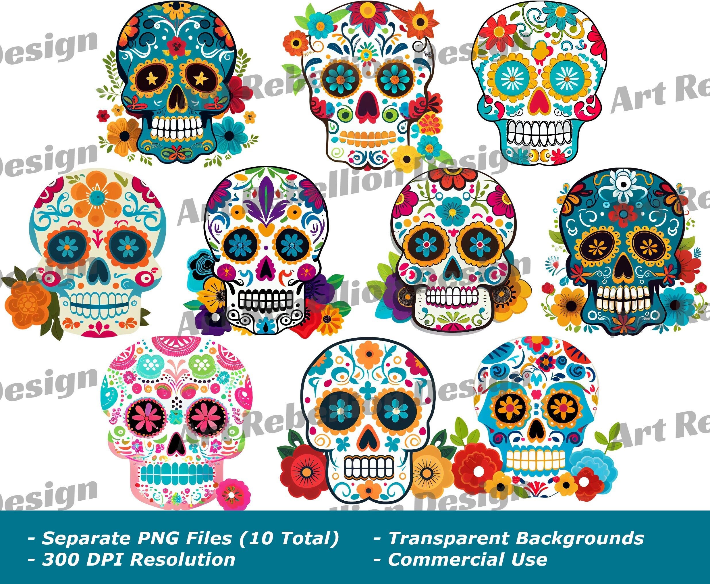 Day of the Dead Sugar Skull Clipart Cute Sugar Skull Clip - Etsy