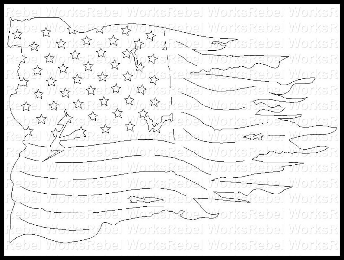 American Tattered Flag Dxf-svg Plasma Cutting laser Cutting - Etsy