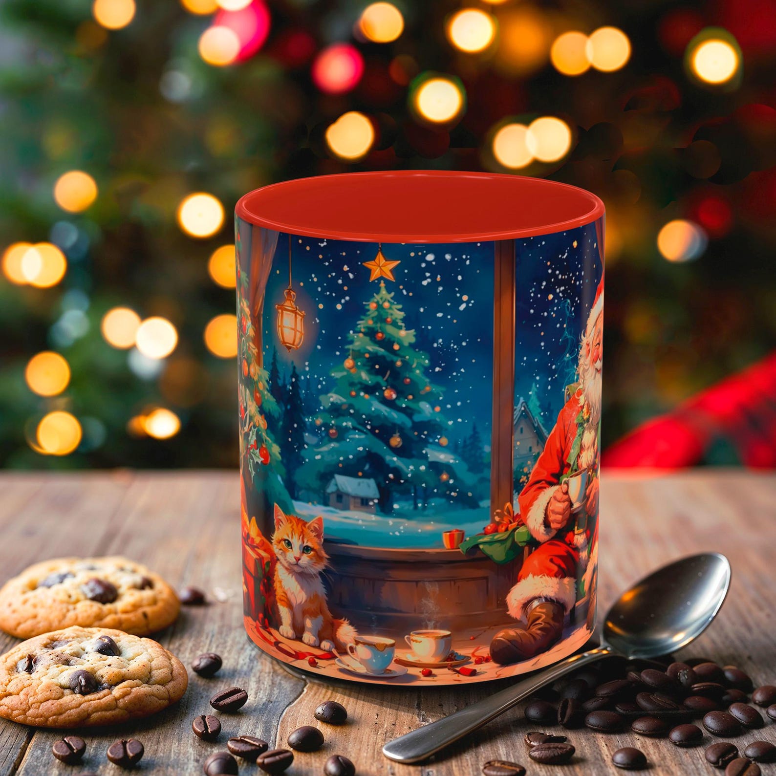 Christmas Magic Santa Claus Mug Cozy Holiday Coffee Tea Cup Festive ...
