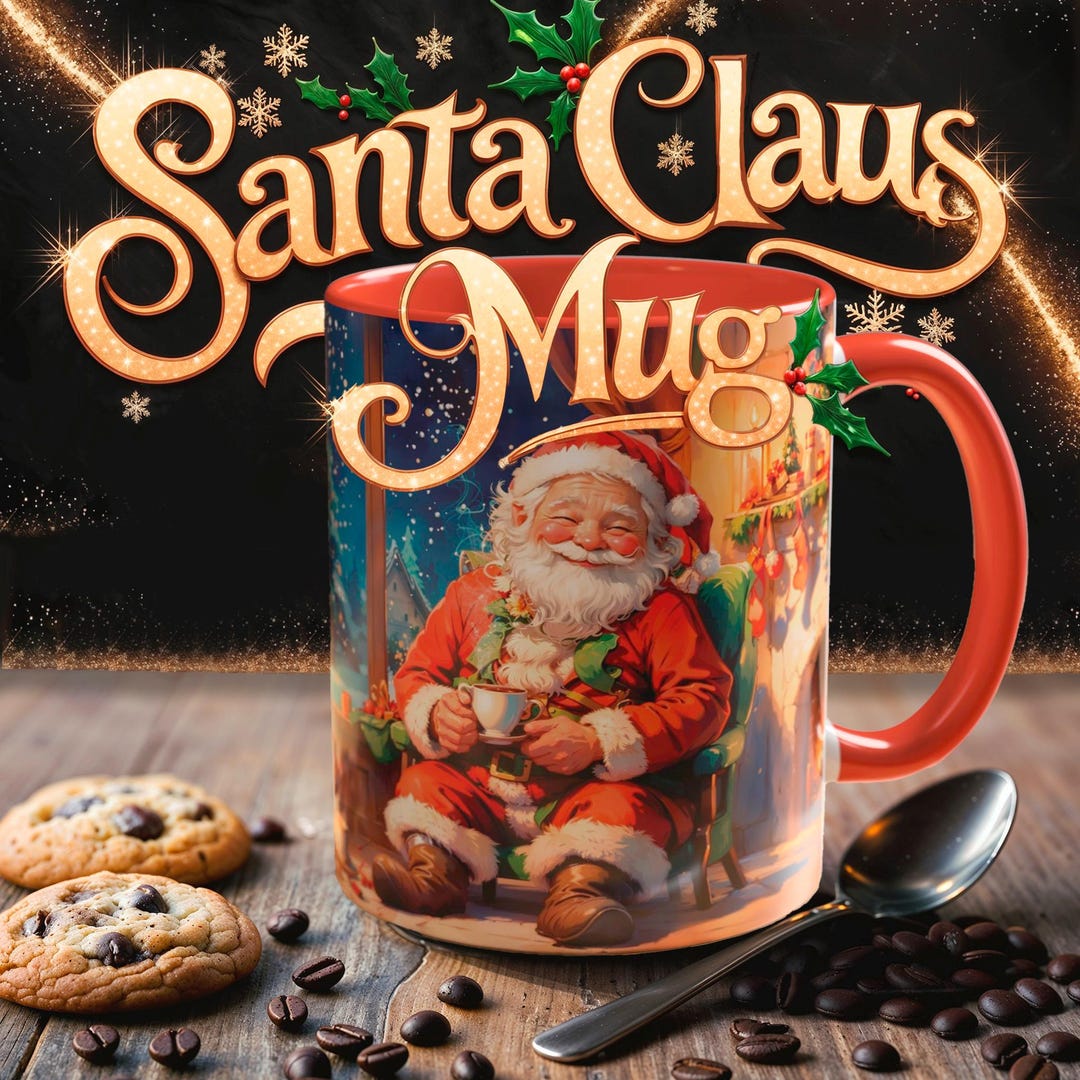 Christmas Magic Santa Claus Mug Cozy Holiday Coffee Tea Cup Festive ...