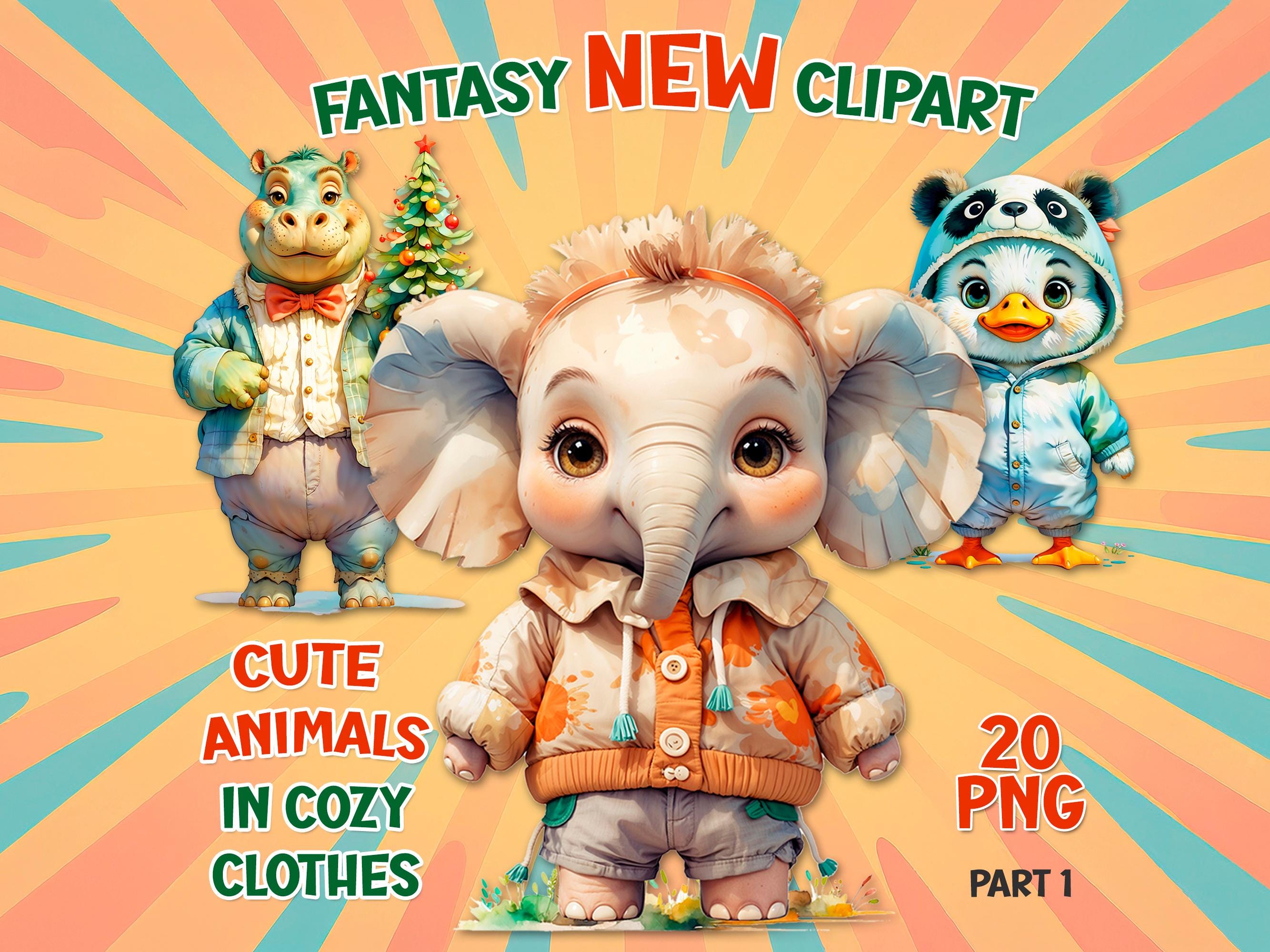 Watercolor Clipart Set -cute Animals in Cozy Clothes | Woodland_safari ...