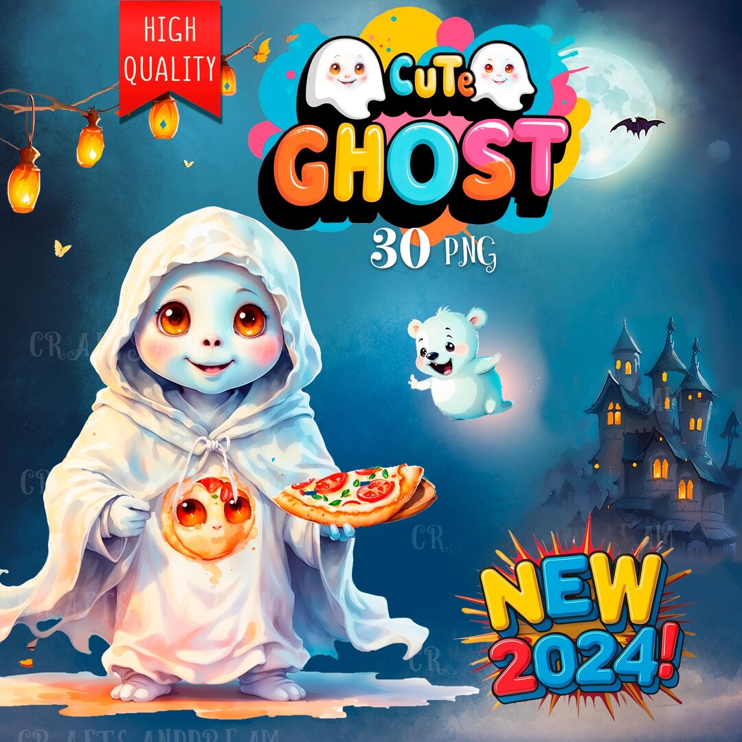 Cute Ghosts Watercolor Clipart Halloween, Scrapbooking, Kids Art ...