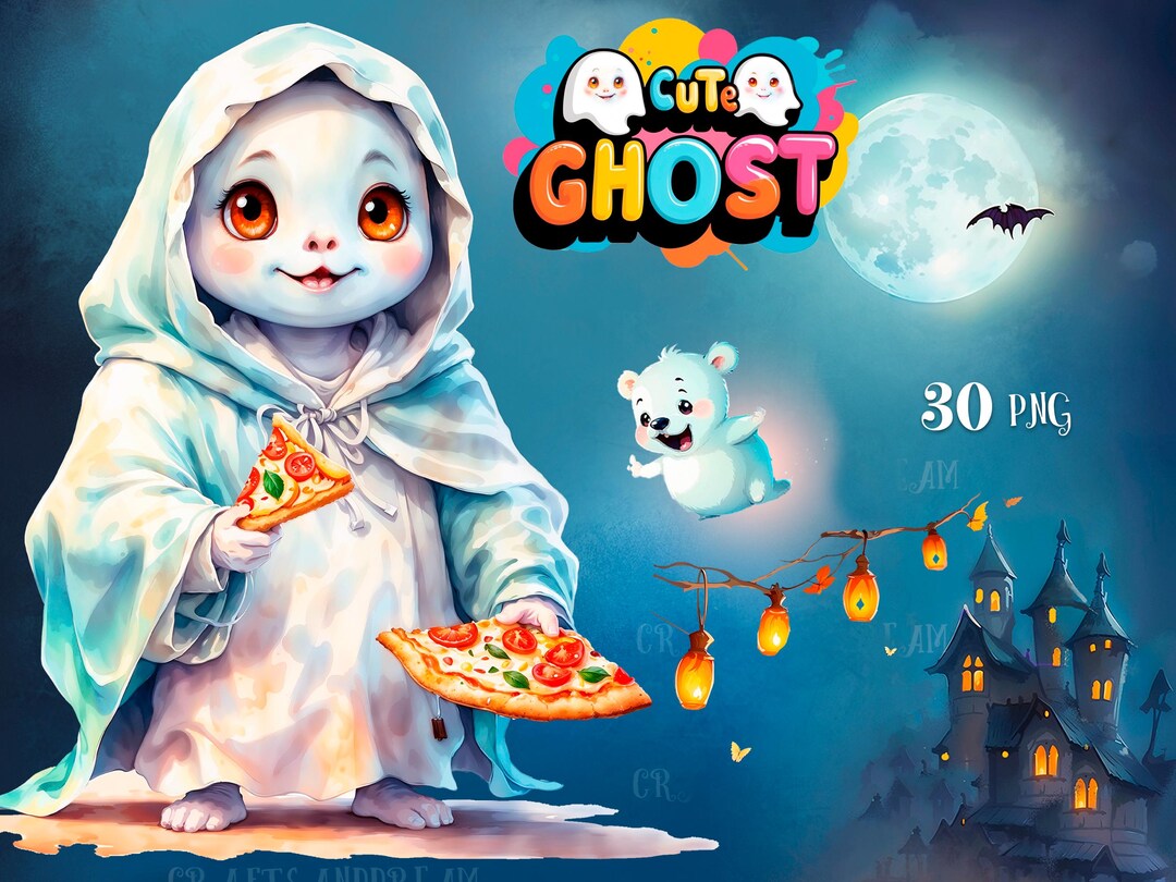 Cute Ghosts Watercolor Clipart | Halloween, Scrapbooking, Kids Art ...