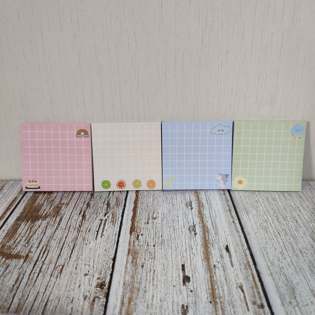 Cute Memo Sticky Note 4 Colors Kawaii Memopads - Etsy