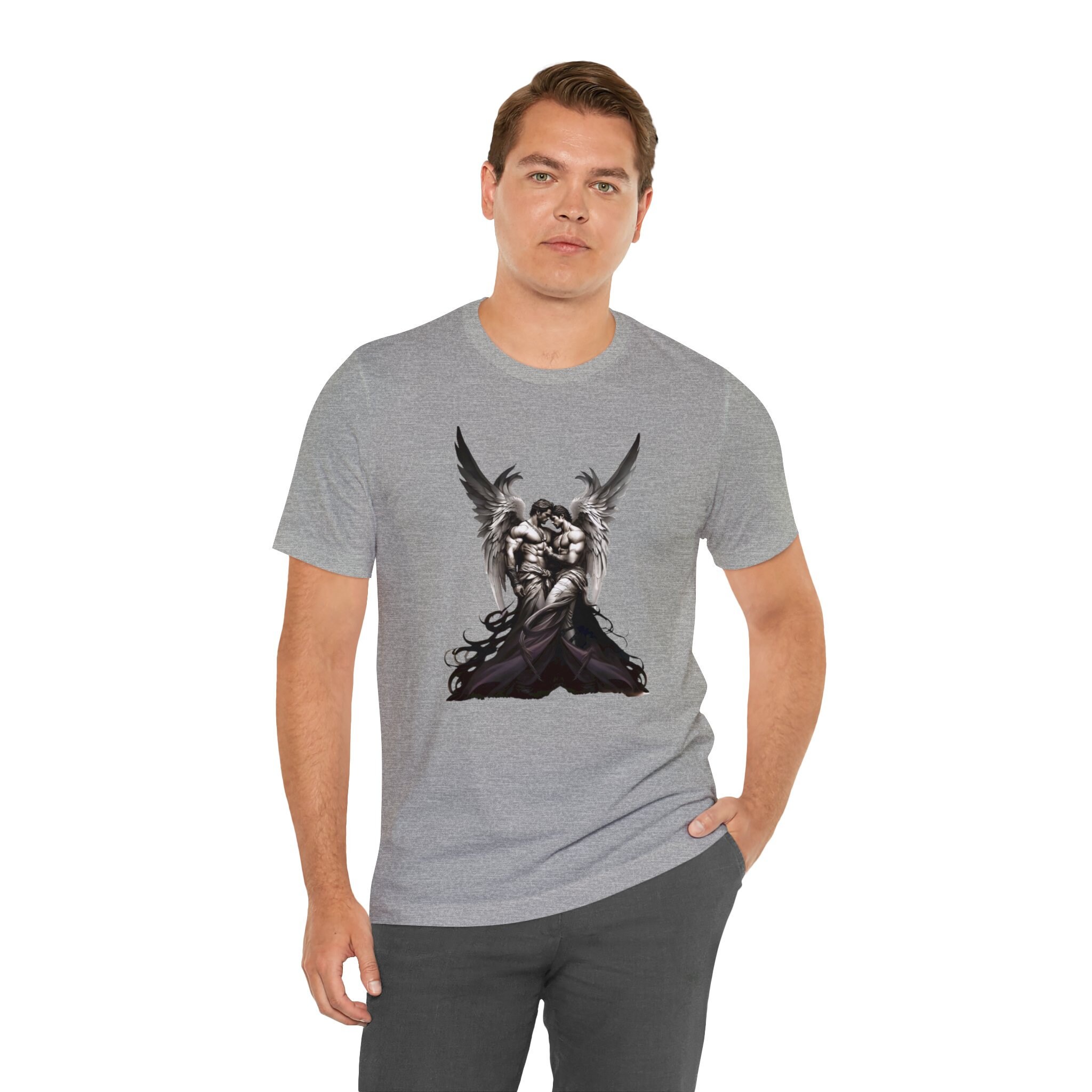 Raptured Male Angels Embracing Tee LGBTQ Gay Marriage Nonbinary Angelic ...