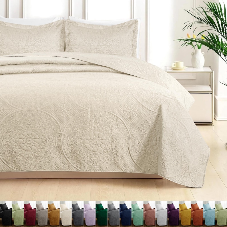 Embossed Microfiber Bedspread 3-piece Set - King, Full/queen, Twin ...