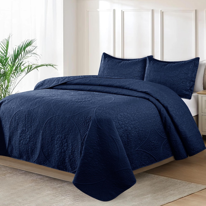 Embossed Microfiber Bedspread 3-piece Set - King, Full/queen, Twin ...