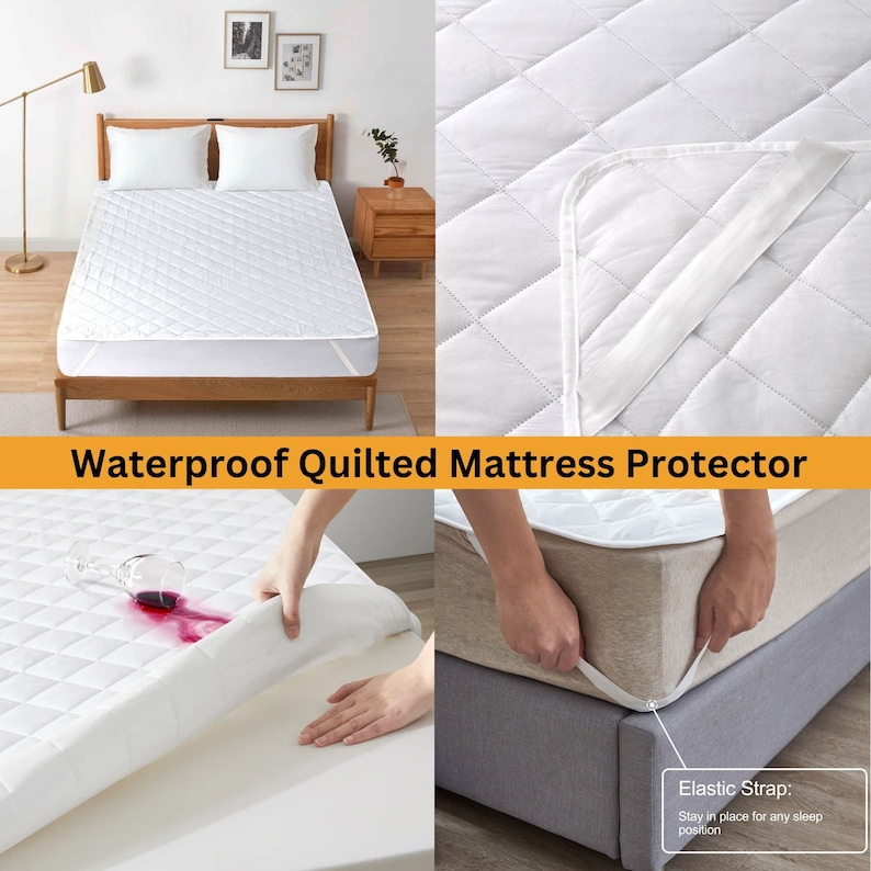 Waterproof Mattress Protector Quilted Mattress Pad Cover for Bed With ...